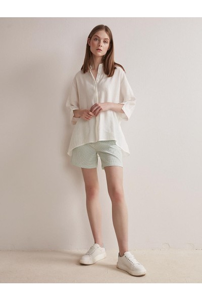 Jimmy Key Kadın Yeşil Cepli Dokulu Şort