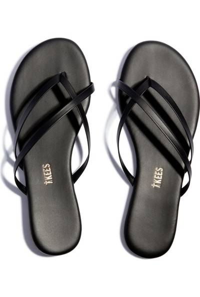 Tkees Kadın Topuksuz Çift Bant Siyah Parmak Arası Terlik Tkees Kadın Topuksuz Çift Bant Siyah Parmak Arası Terlik