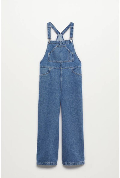 2ozbutik Kadın Mavi Denim Wideleg Bahçıvan Salopet