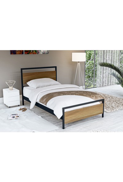 Metalia Gm 172 Star Tek Kişilik Ahşap Metal Karyola Ceviz 90X190 Metalia Gm 172 Star Tek Kişilik Ahşap Metal Karyola Ceviz 90X190