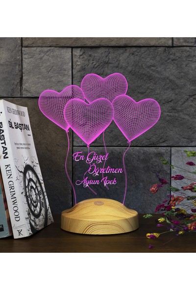 Sevgi Lambası Öğretmenler Günü Hediyesi Klasik Kalpler 3D Led Lamba Sevgi Lambası Öğretmenler Günü Hediyesi Klasik Kalpler 3D Led Lamba