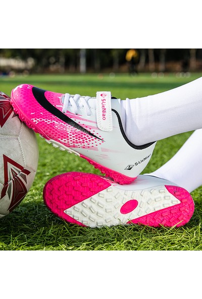 OK Fashion BC20A8G2 Su Geçirmez Pembe Kırmızı Futbol Ayakkabıları Krampon (Yurt Dışından)