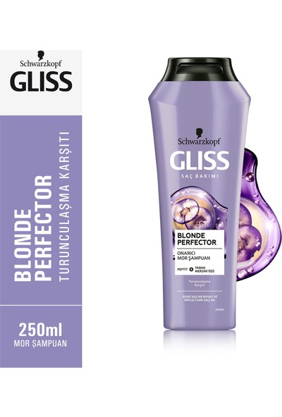 Schwarzkopf Gliss Blonde Perfector Turunculaşma Karşıtı Mor Şampuan 250 ml Schwarzkopf Gliss Blonde Perfector Turunculaşma Karşıtı Mor Şampuan 250 ml