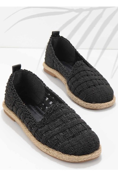 Bambi Siyah Örgü Kadın Espadril K018740523