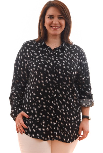 Işıltı fashion Puanlı Büyük Beden Kadın Gömlek