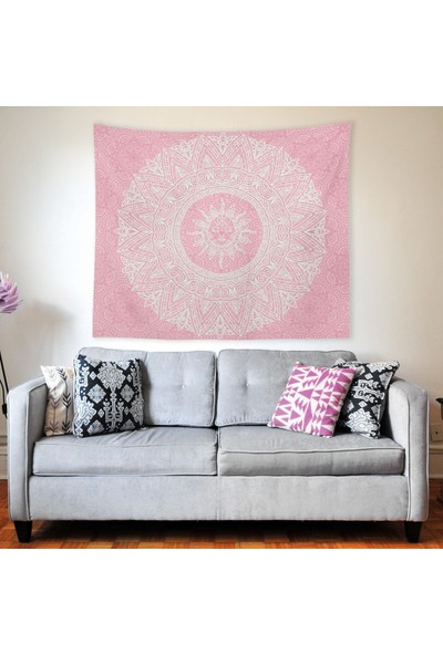 Wallhang Mandala Sun Pink Duvar Örtüsü 150X130 cm