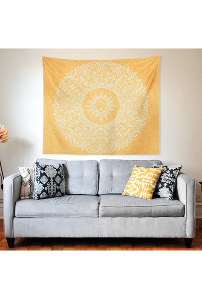 Wallhang Mandala Sun Sunrise Orange Duvar Örtüsü 150X130 cm
