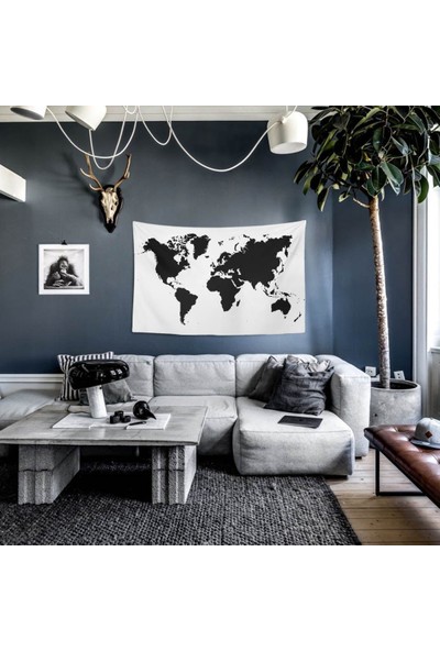 Wallhang World Map Black Duvar Örtüsü 150X100 cm Wallhang World Map Black Duvar Örtüsü 150X100 cm