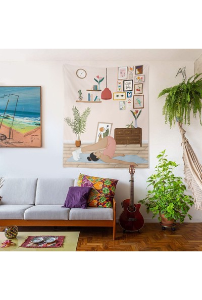 Wallhang Halasana Yoga Pose Duvar Örtüsü 130X150 cm Wallhang Halasana Yoga Pose Duvar Örtüsü 130X150 cm