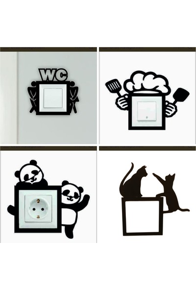 Leylaser Siyah 3 mm Mdf Ahşap Priz Anahtar ve Çerçeve Süsü 4 Lü Set Leylaser Siyah 3 mm Mdf Ahşap Priz Anahtar ve Çerçeve Süsü 4 Lü Set