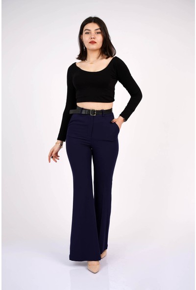 MissVina Y-3891 Y Kemerli İspanyol Paça Pantolon