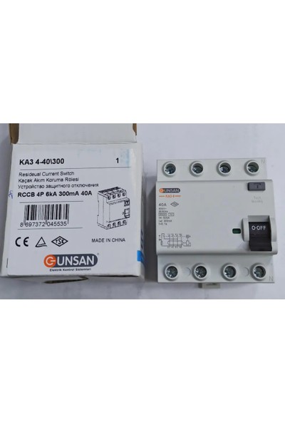 Günsan Kaçak Akım Koruma Anahtarı ( Mekanik) Ka3 4-40 - 300 300MA 4 X 40A. Günsan Kaçak Akım Koruma Anahtarı ( Mekanik) Ka3 4-40 - 300 300MA 4 X 40A.