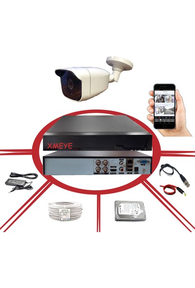 Bises 1'li 5 MP Sony Lens 1080P 36 IR LED Plastik Kasa Güvenlik Kamerası Seti_BS 336