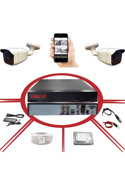 Bises 2'li 5 MP Sony Lens 1080P 36 IR LED Plastik Kasa Güvenlik Kamerası Seti_BS 336