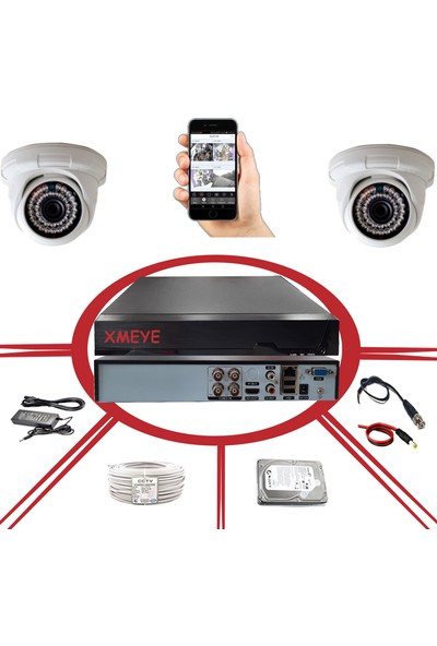 Bises 2'li 5 MP Sony Lens 1080P 36 IR LED İç Mekan Plastik Kasa Güvenlik Kamerası Seti