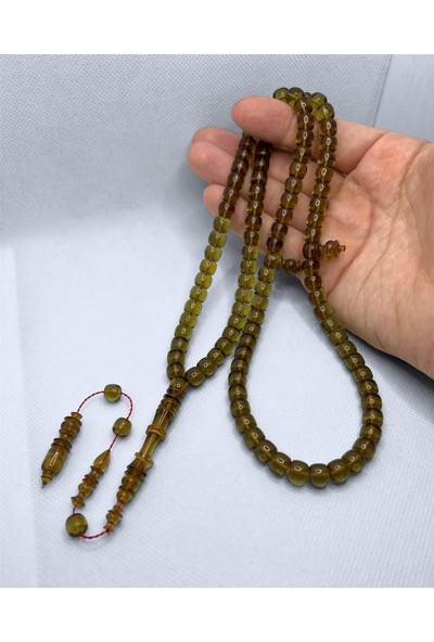 Kehribar Store Ateş Kehribar 99 Luk Namaz Tesbihi Sistemli Tekerlek Kesim Halkalı Imame Usta Işçilikli