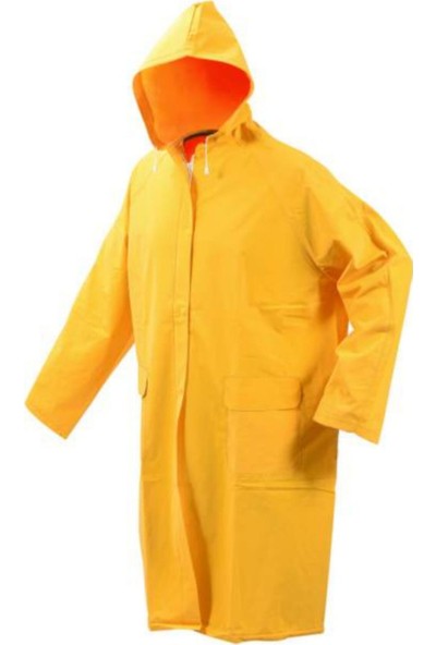 Pvc Polyester Balıkçı Kapşonlu Pardösü Yağmurluk Xl 0,32 Mikron