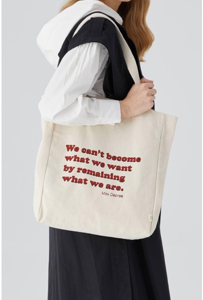 Manuka Baskılı Körüklü Bez Çanta Max Depree