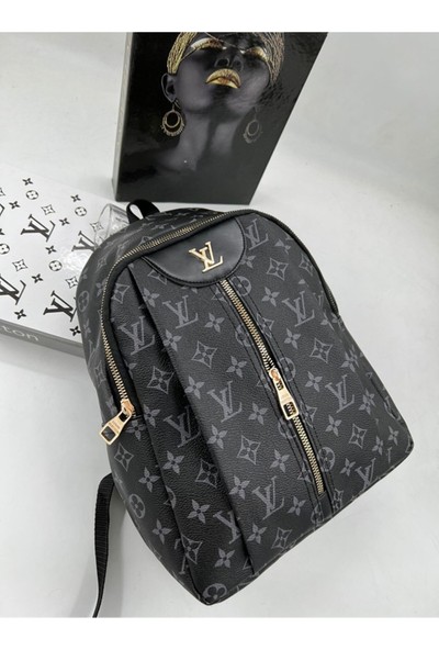 Louis Kadın Sırt Çantası Iki Bölmeli Fermuarlı Siyah