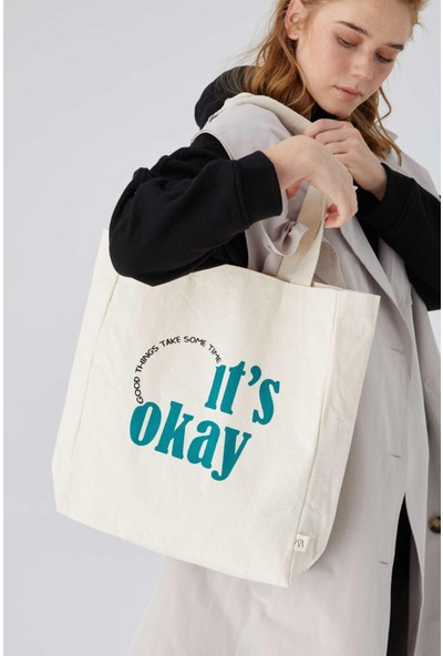 Manuka Baskılı Körüklü Bez Çanta It Is Ok