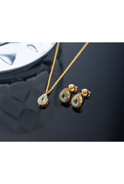 Gümüşistan 925 Ayar Gümüş Mart Ayı Doğum Taşı ( Aquamarine ) Kolye - Küpe Seti Gümüşistan 925 Ayar Gümüş Mart Ayı Doğum Taşı ( Aquamarine ) Kolye - Küpe Seti