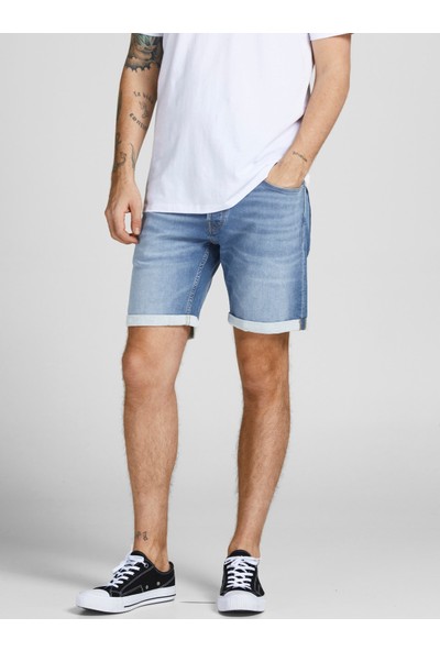 Jack & Jones 12201694_Jjirick Jjicon Shorts 306 Normal Bel Düz Mavi Erkek Şort