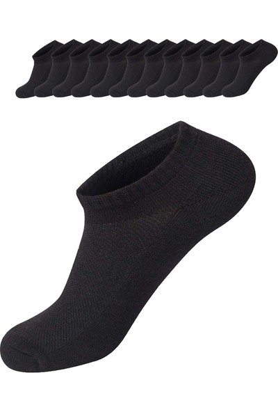 Unisex Cotton Görünmez Sneakers Spor Çorap Siyah 12 Çift