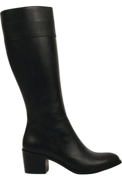 Hobby 221361 Hakiki Deri Kadın Topuklu Çizme Siyah