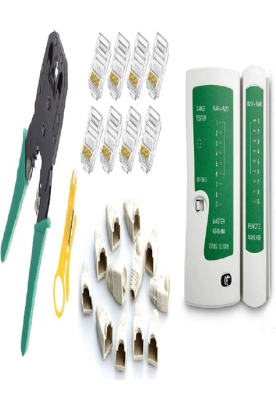 Uğur Tekno Network CAT5CAT6 Sıkma Pense+20 Jak+20 Cover Kılıf+Test Cihazı Uğur Tekno Network CAT5CAT6 Sıkma Pense+20 Jak+20 Cover Kılıf+Test Cihazı