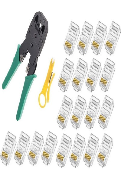 Uğur Tekno Yeşil Network Cat5 Cat6 Sıkma Pense + 50 Adet Cat5 Cat6 Jak Uğur Tekno Yeşil Network Cat5 Cat6 Sıkma Pense + 50 Adet Cat5 Cat6 Jak