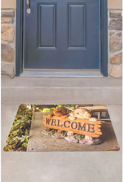 Miabella Home 43 x 70 cm Dijital Baskı Kauçuk Taban Kapı Önü Paspas 13016