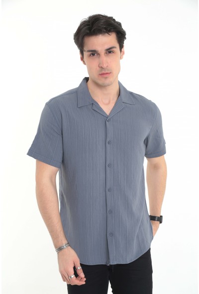 Naglita Erkek Apaş Yaka Pamuk Viskon Kısa Kollu Gömlek Naglita Erkek Apaş Yaka Pamuk Viskon Kısa Kollu Gömlek