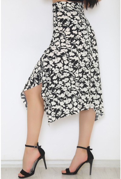 Aygi Baskılı Çan Etek Siyahbeyaz