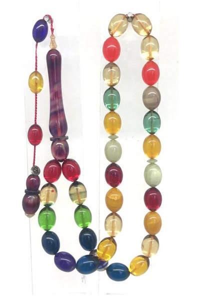 Tesbih Pasajı Sistemli Karışık Renk Ateş Kehribar Tesbih