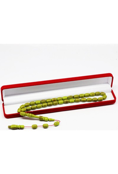 Tesbih Pasajı Yeşil Tonda Halkalı Sıkma Kehribar Tesbih