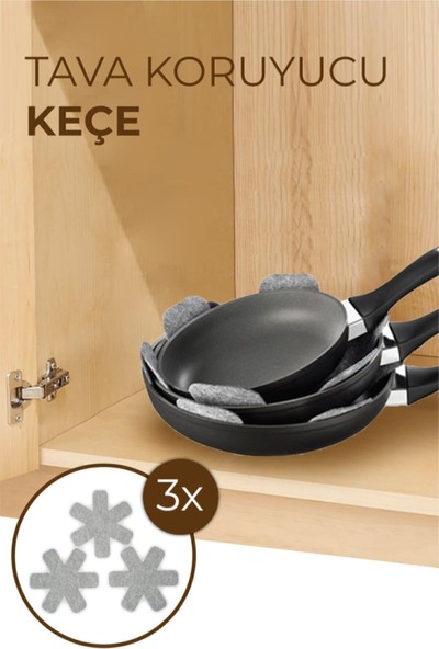 3’lü Tencere Tava Koruyucu Çizdirmez Keçe
