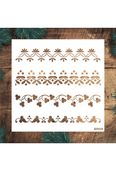 Stencil Tasarım BR040 Bordür- Dekoratif Duvar, Eşya, Fayans,kumaş Boyama Şablonları 25X25 cm Stencil Tasarım BR040 Bordür- Dekoratif Duvar, Eşya, Fayans,kumaş Boyama Şablonları 25X25 cm