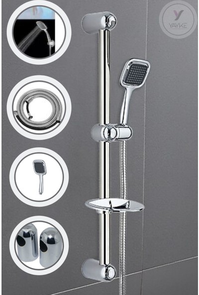 Yayke Kare Sürgülü Duş Takımı Seti Duş Hortumu ve Duş Başlığı Banyo Seti Yayke Kare Sürgülü Duş Takımı Seti Duş Hortumu ve Duş Başlığı Banyo Seti