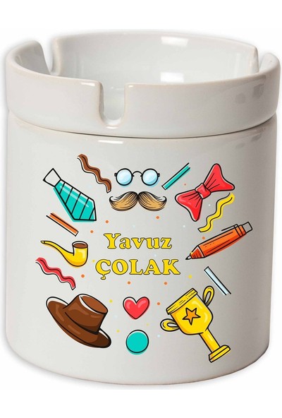 Hediye Rengi Isme Özel Seramik Küllük - Babaya Hediye M1