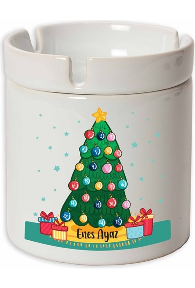 Hediye Rengi Isme Özel Seramik Küllük-Yılbaşı Ağacı Temalı Hediye Rengi Isme Özel Seramik Küllük-Yılbaşı Ağacı Temalı