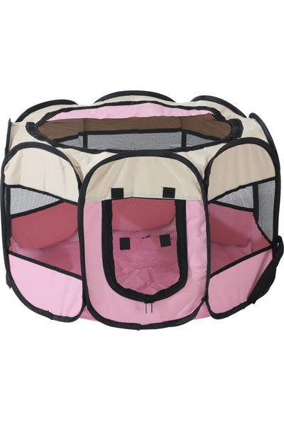 Wonderland Portatif Katlanabilir Pet Oyun Parkı - L - Pembe Bej (Yurt Dışından)