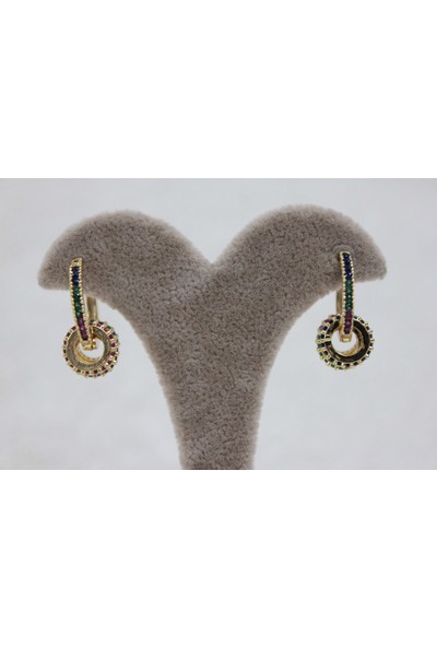 Pandola Shop Minimal Zirkon Rekli Taşlı Çelik 3 Halkalı Küpe Pandola Shop Minimal Zirkon Rekli Taşlı Çelik 3 Halkalı Küpe