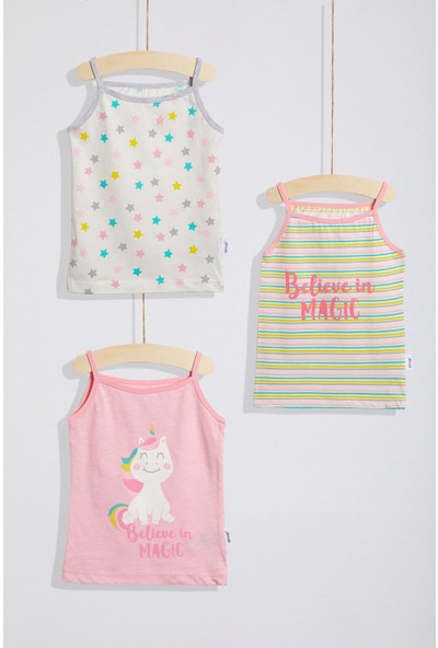 Çizgi Kids Kız Çocuk %100 Pamuk Unicorn Baskılı Pembe Üçlü Atlet Çizgi Kids Kız Çocuk %100 Pamuk Unicorn Baskılı Pembe Üçlü Atlet