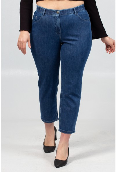 Truva Xxl Büyük Beden Kadın Giyim Kot Pantolon Mavi PN236