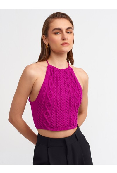 Dilvin 10152 Yaka Arkası Bağcıklı Triko Atlet-Ahududu Dilvin 10152 Yaka Arkası Bağcıklı Triko Atlet-Ahududu
