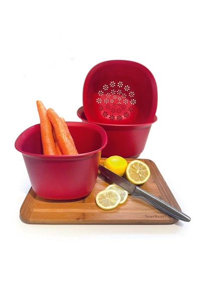 Luxmi Lard Luxmilard Ultra Wide Form Özel Desenli Süzgeç ve Kase 3 Lü Set Kırmızı Luxmi Lard Luxmilard Ultra Wide Form Özel Desenli Süzgeç ve Kase 3 Lü Set Kırmızı