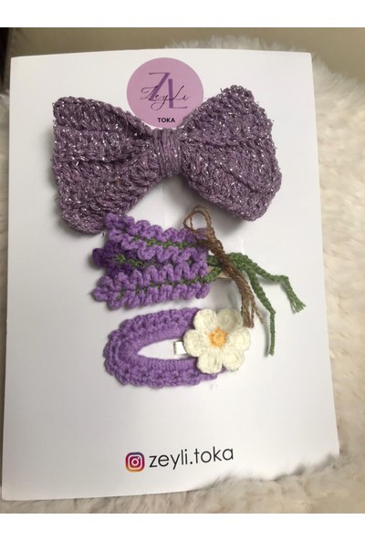 Zeyli Toka El Yapımı Örgü 3lü Lavanta Toka Seti 281341 Zeyli Toka El Yapımı Örgü 3lü Lavanta Toka Seti 281341