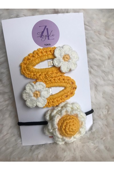 Zeyli Toka El Yapımı Örgü 3lü Papatya Toka Seti 281340 Zeyli Toka El Yapımı Örgü 3lü Papatya Toka Seti 281340