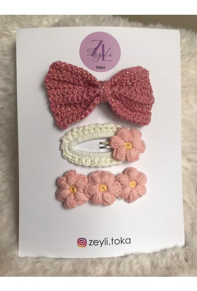 Zeyli Toka El Yapımı Örgü 3lü Çıt Çıt Toka Seti 281330 Zeyli Toka El Yapımı Örgü 3lü Çıt Çıt Toka Seti 281330