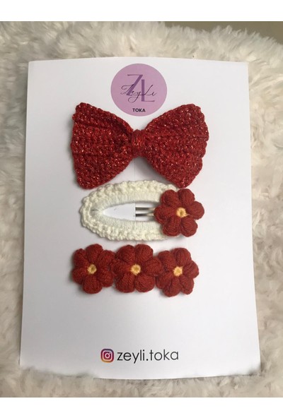 Zeyli Toka El Yapımı Örgü 3lü Çıt Çıt Toka Seti 281330 Zeyli Toka El Yapımı Örgü 3lü Çıt Çıt Toka Seti 281330